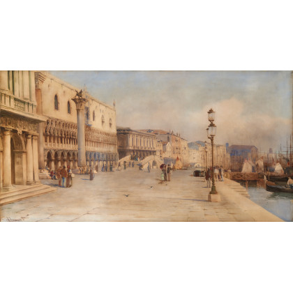 Alberto Prosdocimi "Riva degli Schiavoni, Venezia" acquerello su carta ...